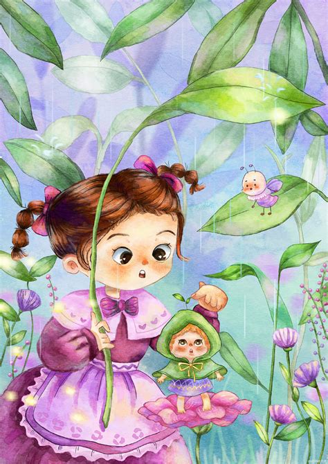 粉红裙子的小姑娘风格插画设计作品 设计人才灵活用工 设计dna