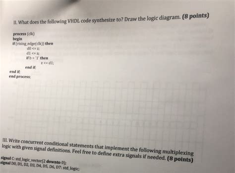 Solved Ii What Does The Following Vhdl Code Synthesize To