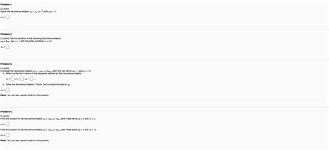 Solved Problem 1 1 Point Solve The Recurrence Relation