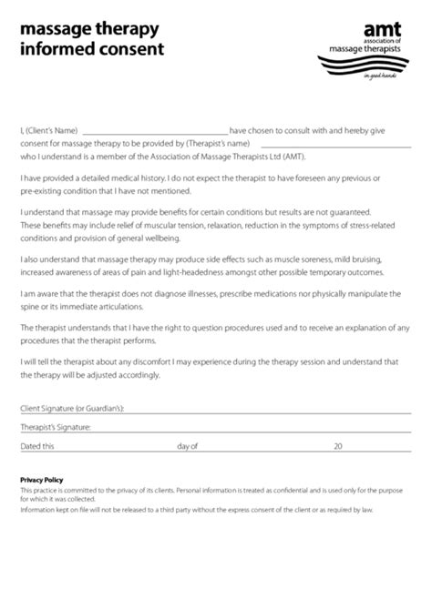 Top 6 Massage Consent Form Templates Free To Download In Pdf Format