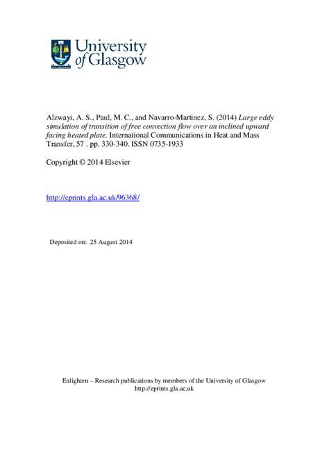 Pdf Large Eddy Simulation Of Transition Of Free Convection Flow Over An Inclined Upward Facing