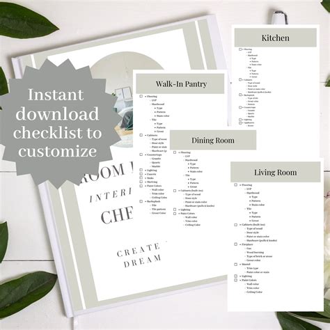 Editable Printable Interior Design Checklist Room By Room List