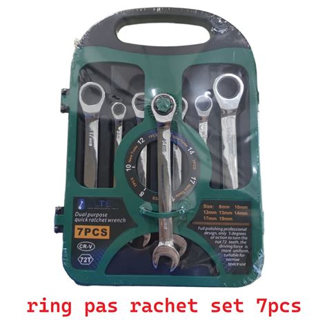 Jual Belter Kunci Ring Pas Rachet Set 7 Pcs Rachet Tekiro Open End Wrench 8 19mm Shopee