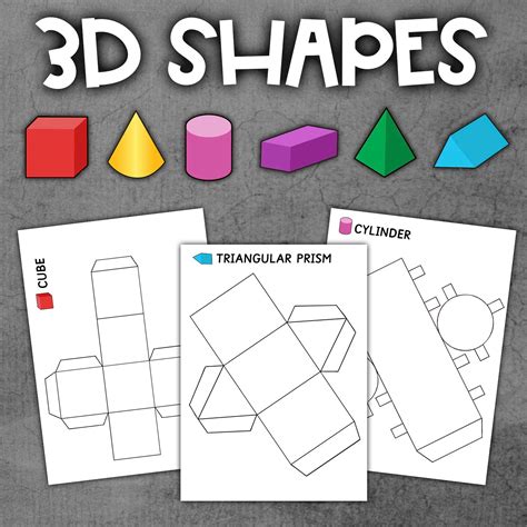 3d Shapes Cut And Fold Three Dimensional Shapes Paper Craft