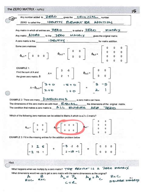Lesson 5 Zero And Identity Matrices Pdf