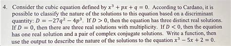 Solved Consider The Cubic Equation Defined By X3 Px Q 0