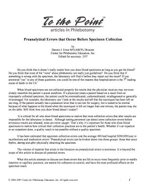 Fillable Online Preanalytical Errors That Occur Before Specimen Collection Fax Email Print