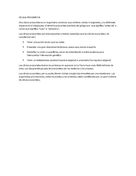 Celula Procariota Celula Procariota Una Célula Procariota Es Un