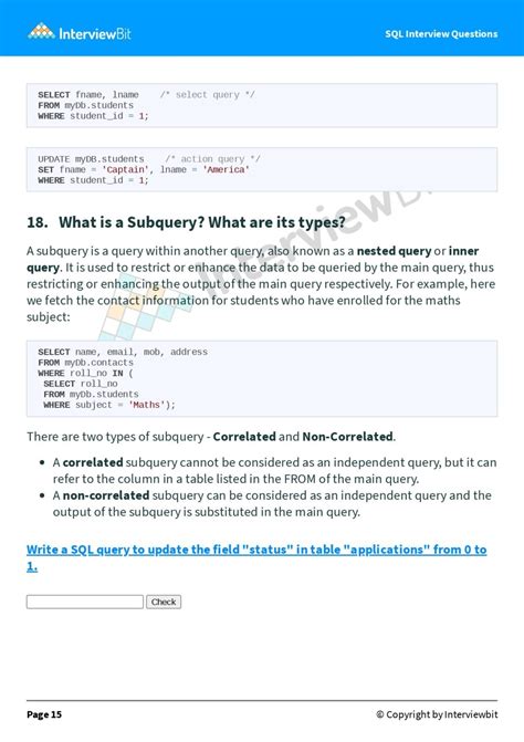 SQL Interview Questions PDF Connect Programming