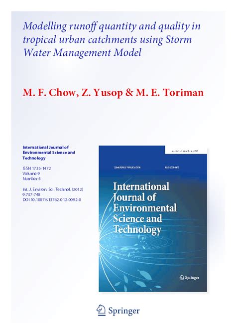 Pdf Modelling Runoff Quantity And Quality In Tropical Urban Catchments Using Storm Water