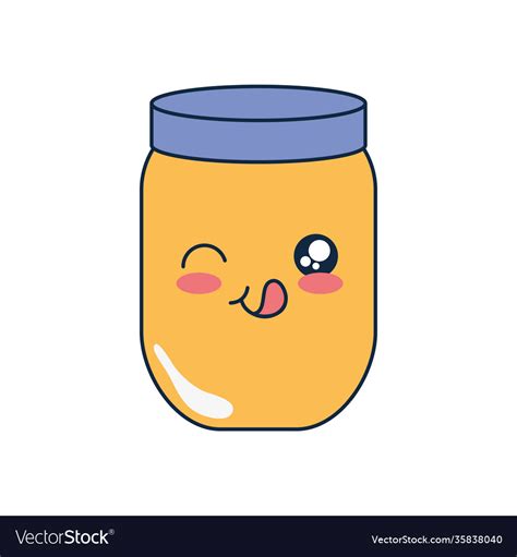 Kawaii Penaut Bottle Icon Flat Style Royalty Free Vector