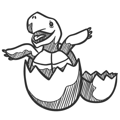 Premium Vector Tortoise Hatching Icon Hand Drawn Doodle Illustration