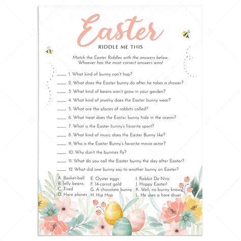 Easter Riddle Me This Game With Answers Printable Littlesizzle