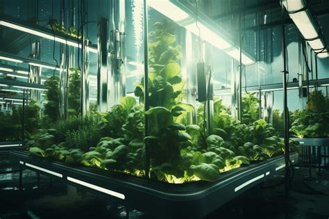 Premium Photo Hydroponic Urban Farm Modern Futurism Background