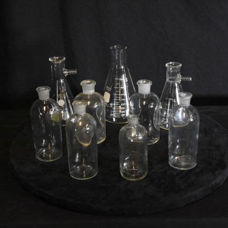 Nine Various Flasks Lab Bottles
