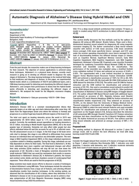 Automatic Diagnosis Of Alzheimers Disease Using Hybrid Model And Cnn Pdf Dementia Deep