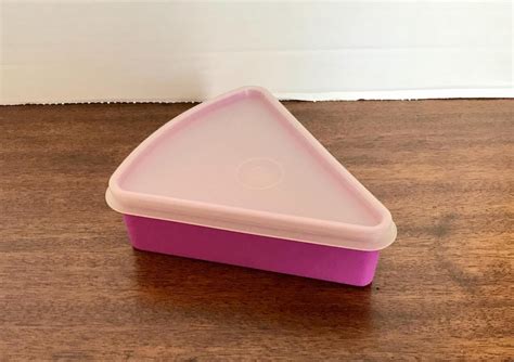 Vintage Tupperware Single Pie Slice Keeper 269 Pink Bottom With Clear Lid Etsy