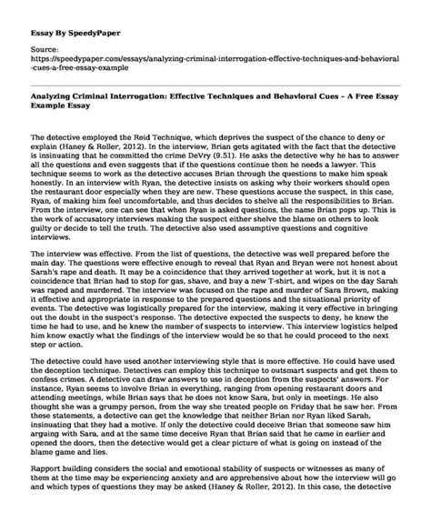 📚 Analyzing Criminal Interrogation Effective Techniques And Behavioral