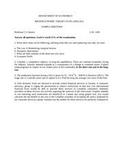 Midterm Sample DEPARTMENT OF ECONOMICS MICROECONOMIC THEORY ECON D SAMPLE MIDTERM