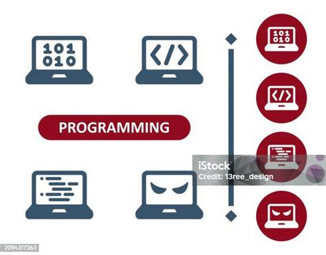 Programming Icons Coding Hacking Hack Code Computer Laptop Binary Code Hacker Icon Stock