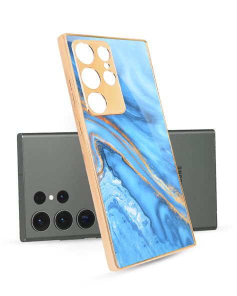 Buy Vibrant Blue Marble Copper Metallic Gold Premium Glass Case For