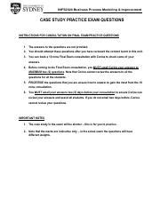 INFS Practice Exam Case Study Pdf INFS Business Process Modelling Improvement CASE