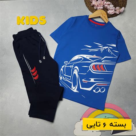 خرید عمده تیشرت شلوار پسرانه طرح ماشین بزرگ بچگانه 6 تایی پوشاک