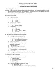 Microbiology Lecture Exam 1 Outline Docx Microbiology Lecture Exam 1 Outline Chapter 1