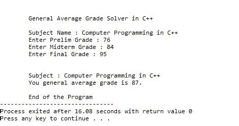 Free Programming Source Codes And Computer Programming Tutorials General Average Grade Solver