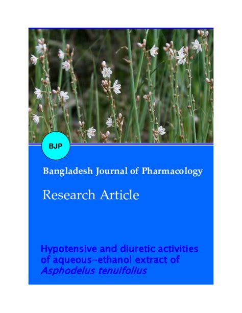 Pdf Hypotensive And Diuretic Activities Of Aqueous Ethanol Extract Of