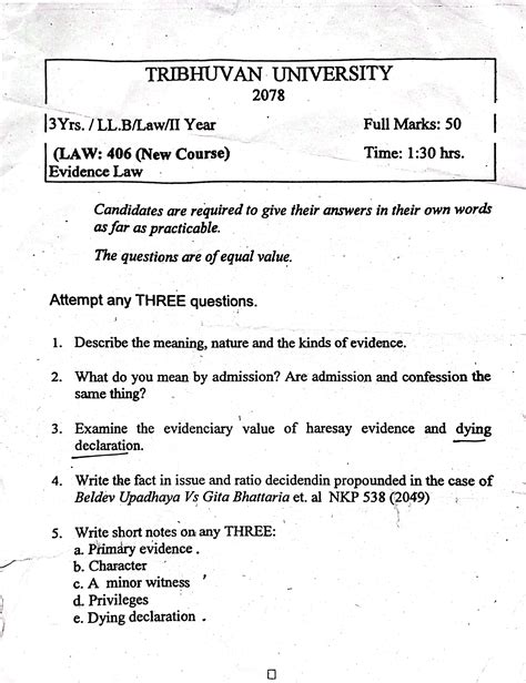 Llb 2nd Year Tu Questions Papers 2081 Gyan Park