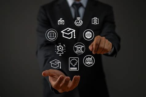 Professional Using Futuristic Holographic Education Interface Premium Ai Generated Image