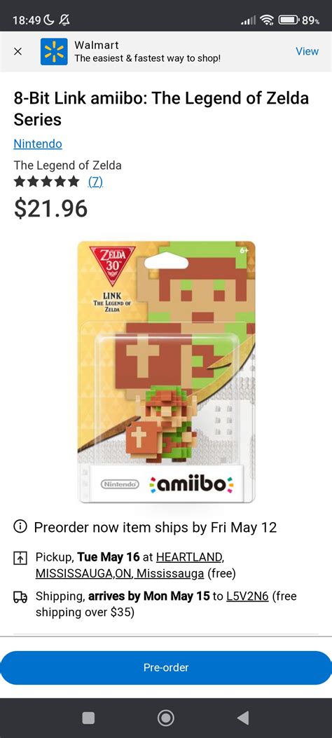 The 8 Bit Link Amiibo Is Now Available To Pre Order At Walmart Canada