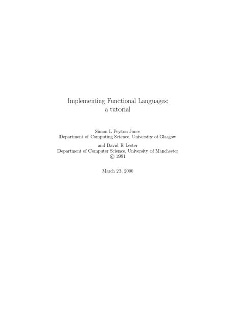 Pey97 Implementing Functional Languages Pdf C Compiler