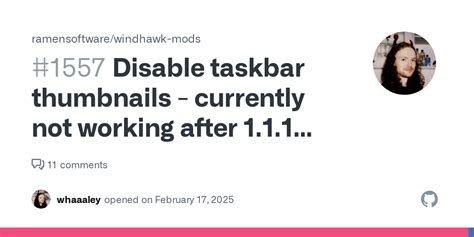 Disable Taskbar Thumbnails Currently Not Working After 1 1 1 Update · Issue 1557