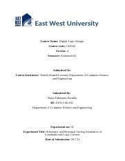 2019 1 60 202 Lab1 Docx East West University Course Name Digital