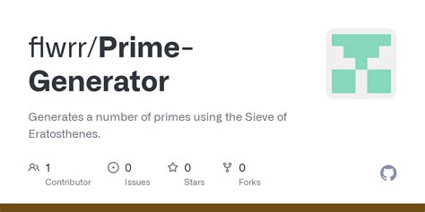 GitHub Flwrr Prime Generator Generates A Number Of Primes Using The