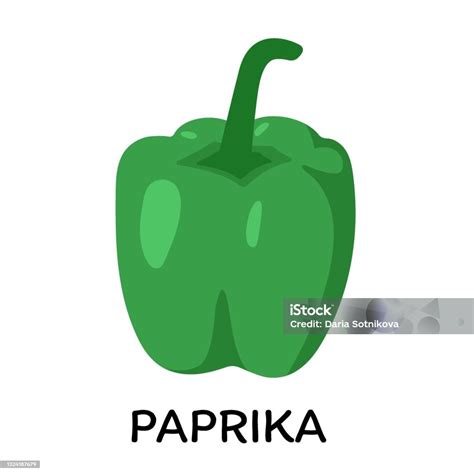 파프리카 만화 플랫 스티의 벡터 일러스트레이션 녹색 불가리아 고추 음식과 야채 개념 조리법 레스토랑 슈퍼마켓 시장 장소에 대한 인쇄 채식 신선 식품 건강한 생활방식에 대한