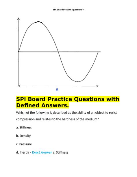 SPI Board Practice Questions With Defined Answers Exams Nursing Docsity