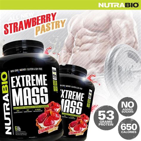 Nutrabios Extreme Mass Weight Gainer Goes Strawberry Pastry