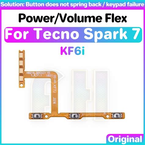 Power Volume Button Flex For Tecno Spark 7 KF6i Switch ON OFF Key Mute Button Ribbon Flex Cable