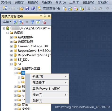 如何使用向导创建数据库和基本表结构？（sql Server 2014）创建名为st数据库的方法 Csdn博客