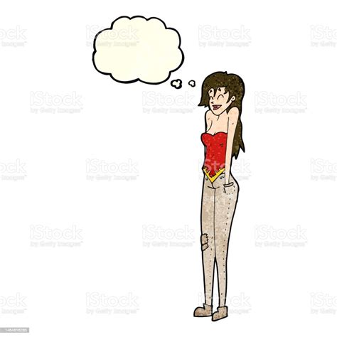 말풍선이 있는 뽀샤시 있고 어깨를 으쓱하는 여자 만화 캐릭터 귀여운에 대한 스톡 벡터 아트 및 기타 이미지 귀여운 기이함