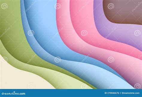 Multi Colored Abstract Green Blue Pink Purple Soft Wavy Papercut Overlap Layers Background
