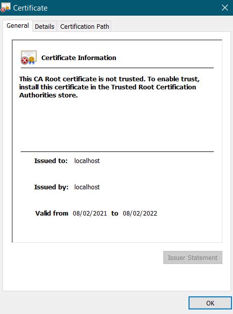 getting error with ssl on dotnet razor application this ca root certificate is not