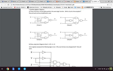 Solved Boolean Algebra Diagrams A Three Of The Four Chegg