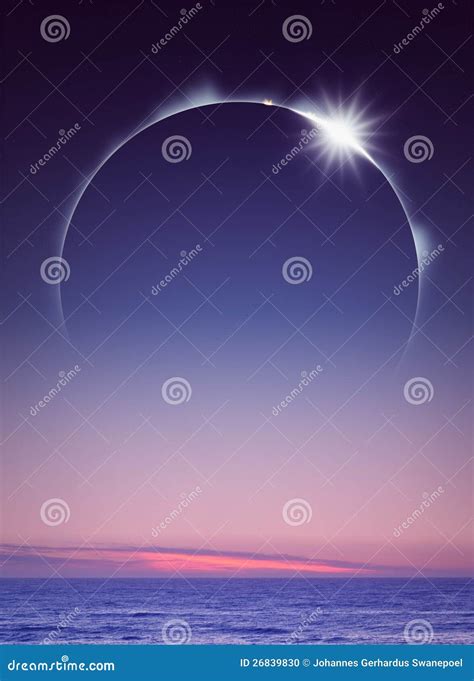 Full Eclipse Over Ocean (digital Art) Stock Illustration - Illustration ...