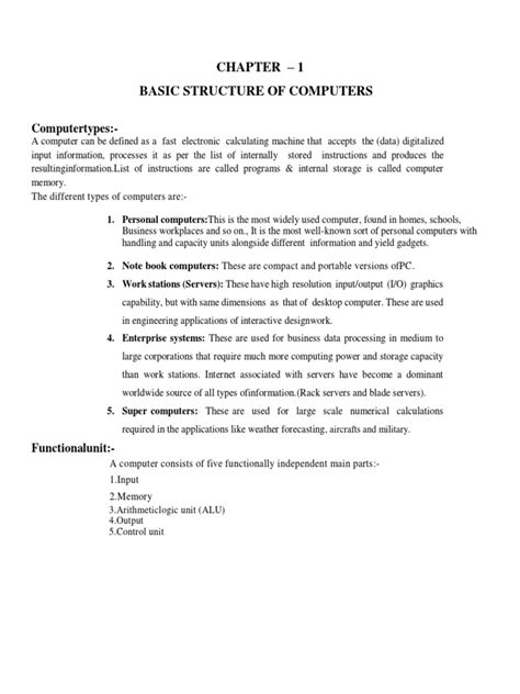 Chapter 1 Basic Structure Of Computers Computertypes Download Free