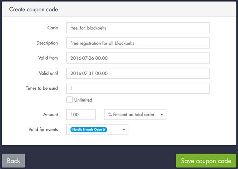 Add A Coupon Code For Discounts Or Free Registrations Smoothcomp Knowledge Base