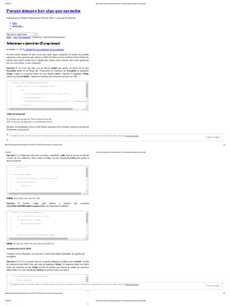 Soluciones A Ejercicios Excepciones Porqué Siempre Hay Algo Que Aprender Pdf Cookie